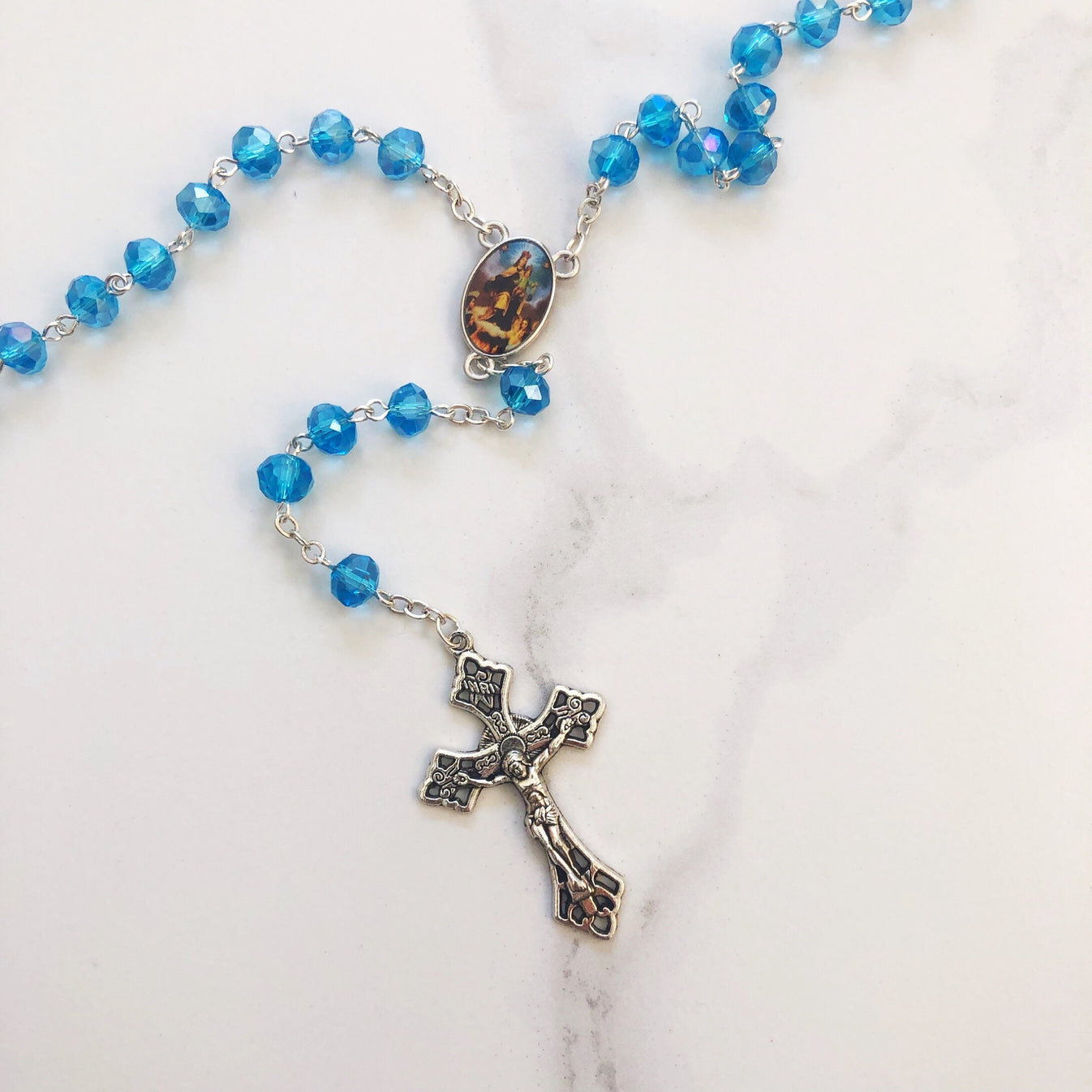 Rosary Beads: Crystal Bright Blue – The Catholic Shop